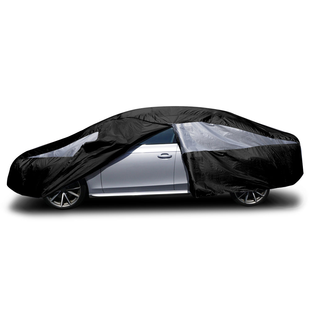 Titan Jet Black Poly 210T Car Cover for Compact Sedans 176-185"